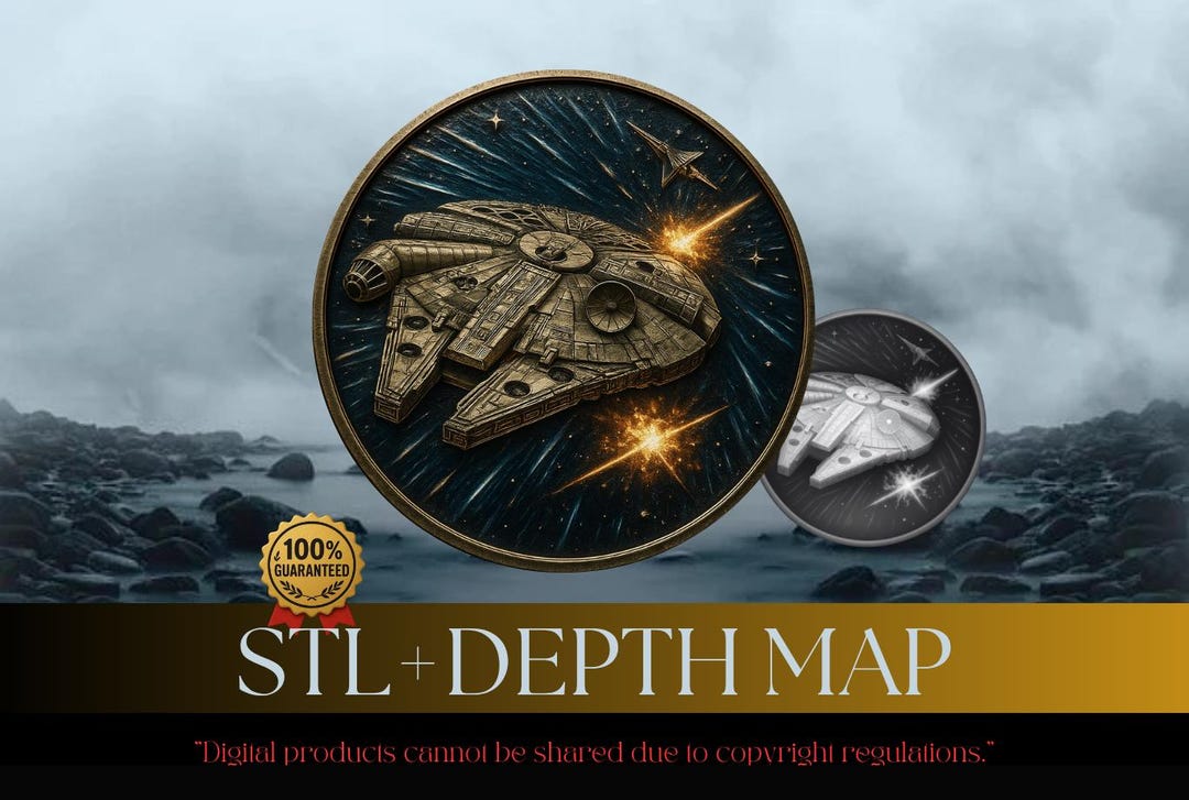 Millennium Falcon Coin Depth Map | 3D Laser Engrave STL & PNG Files ...
