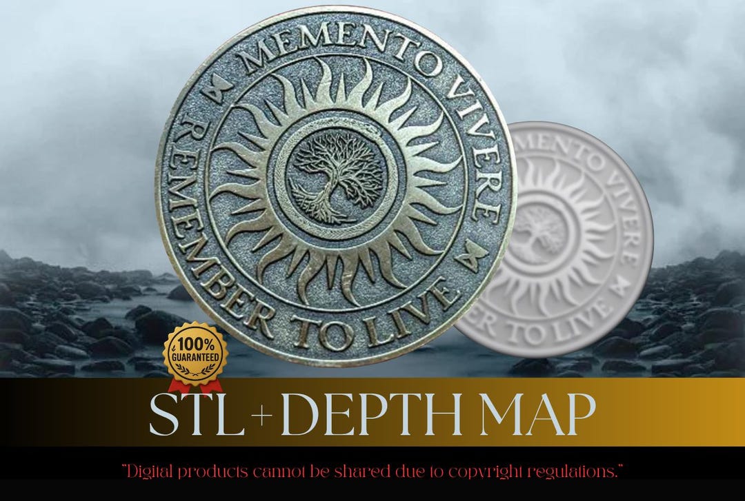 Memento Vivere Coin Depth Map | STL & PNG Files (digital Download) - Etsy