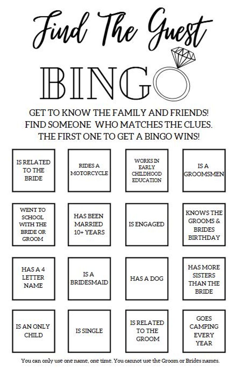 Find the Guest Bingo - Etsy
