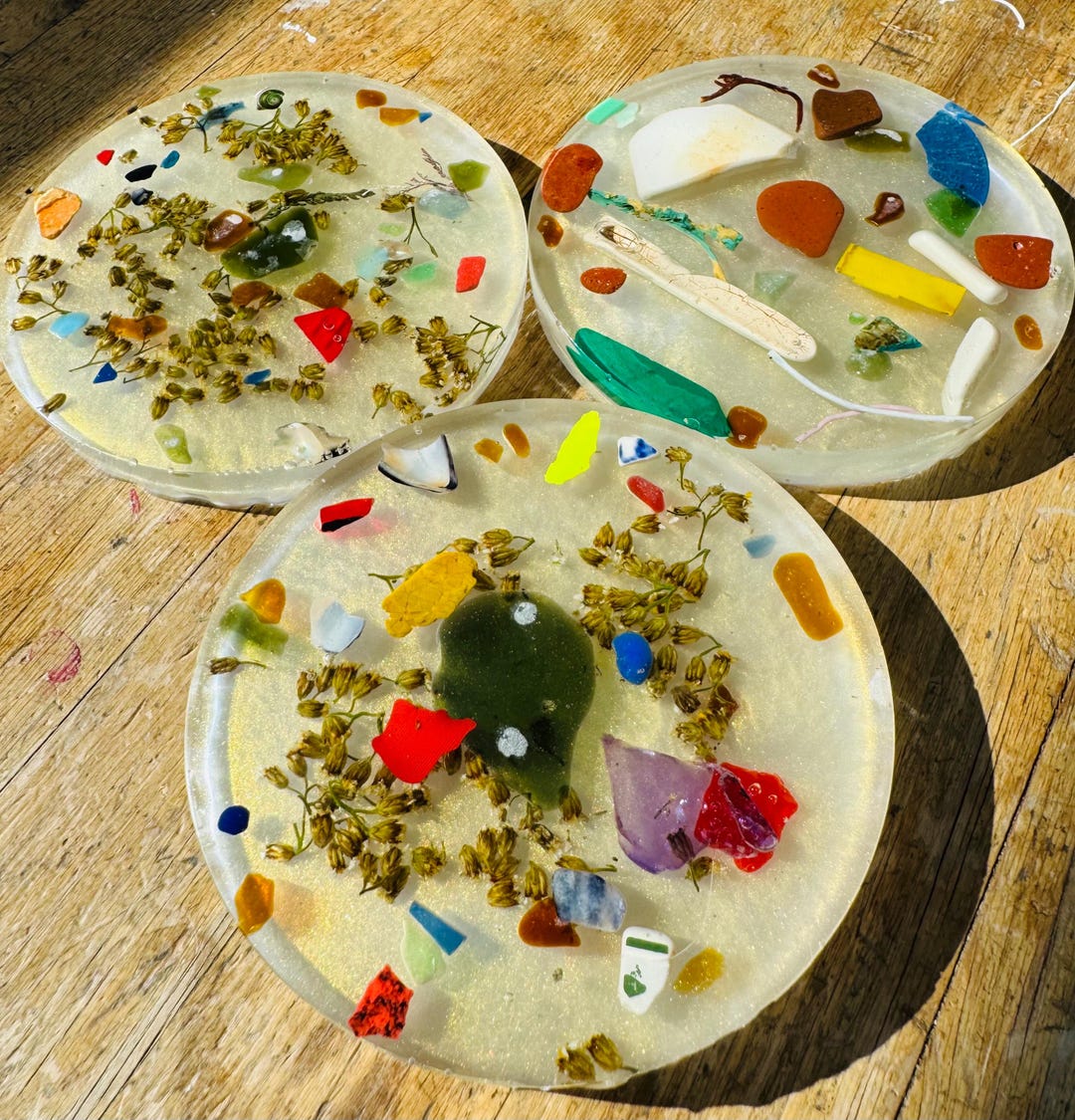 Rare Sea Glass Table Coasters: Sunset Sand Pearl Resin Art - Etsy