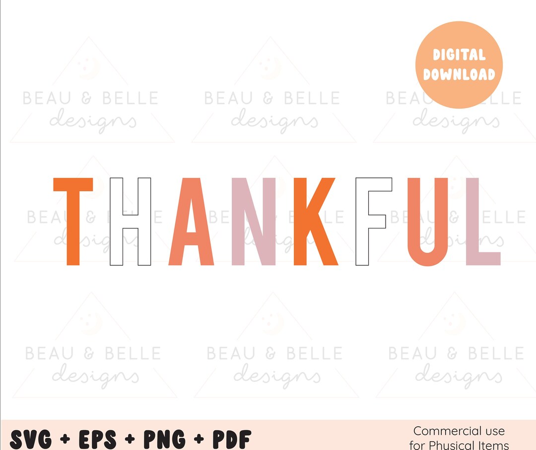 Block Letters Thankful SVG Cut File, Fall SVG, Pumpkin Patch ...