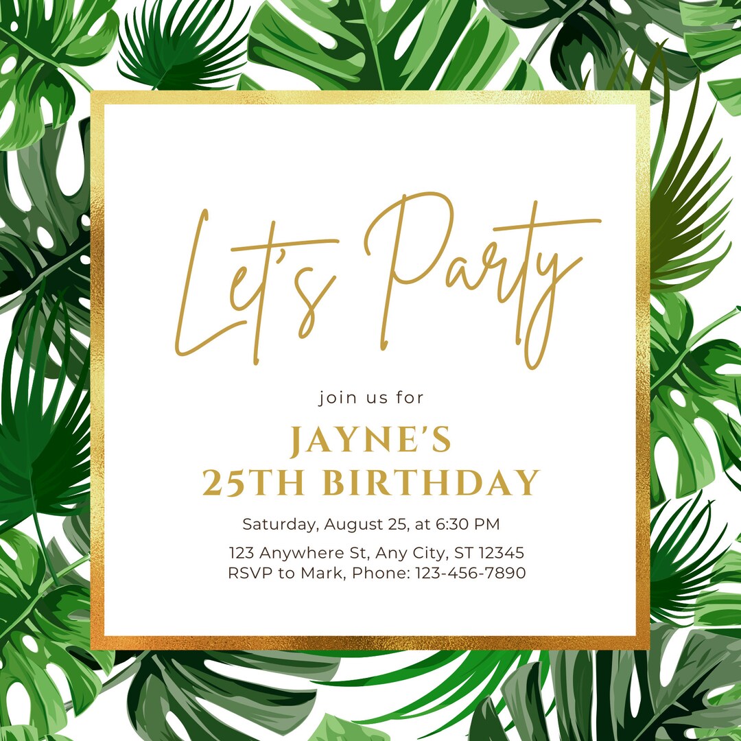 LET’S PARTY Invitation Template - Etsy