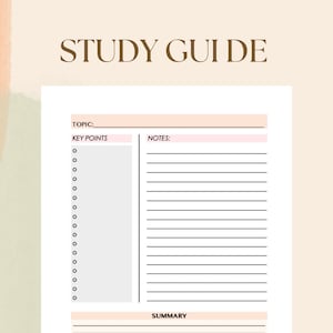 Study Guide Template PDF Printable - Etsy