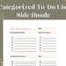 Printable to Do List | Categorized Side Hustle Checklist | Business ...