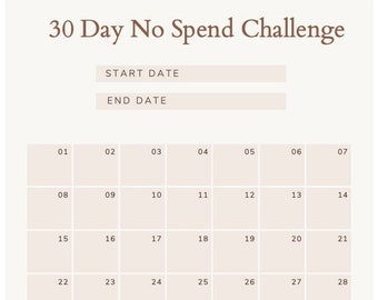 No Spend Challenge Tracker | 30 Day Savings Challenge | No Spend Month ...
