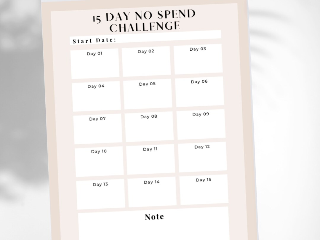 No Spend Challenge Tracker | 15 Day Savings Challenge | No Spend Month ...