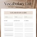 Vocab or Glossary Study Sheet-printable-learning Study Note Digital ...