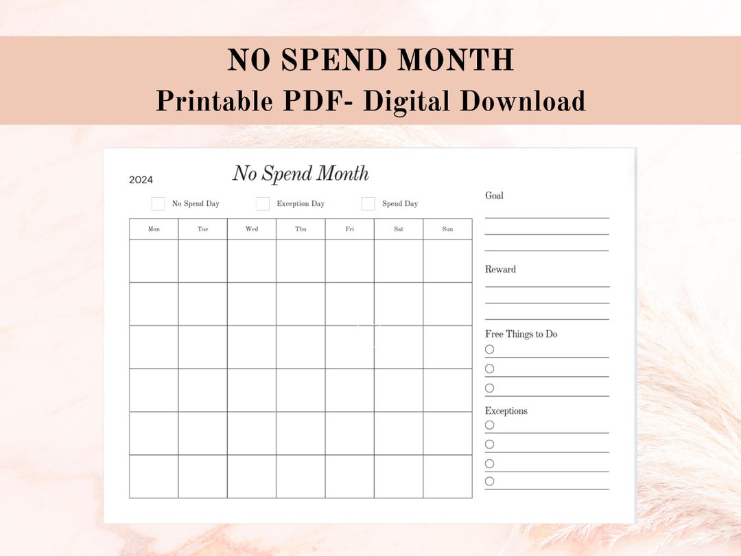 No Spend Challenge, No Spend Tracker, Printable Savings Spreadsheet ...