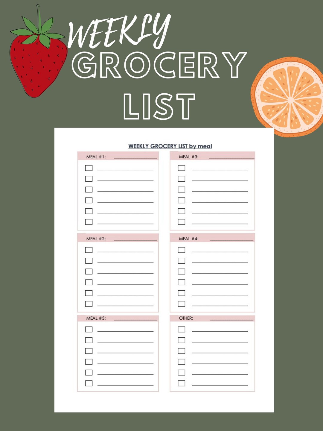 Weekly Grocery List PDF Download Template - Etsy