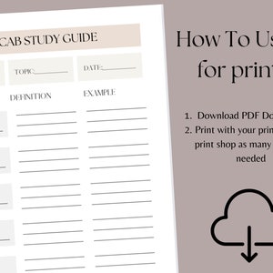 Vocab or Glossary Study Sheet-printable-learning Study Note Digital ...