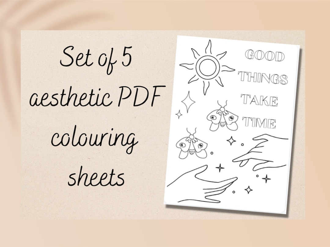 Aesthetic Coloring Pages- 5 Sheets With Quotes- Adulting Coloring ...