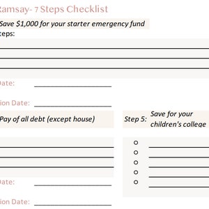 Dave Ramsey Baby Steps Tracker, Steps 1-7 Planner, Printable PDF ...