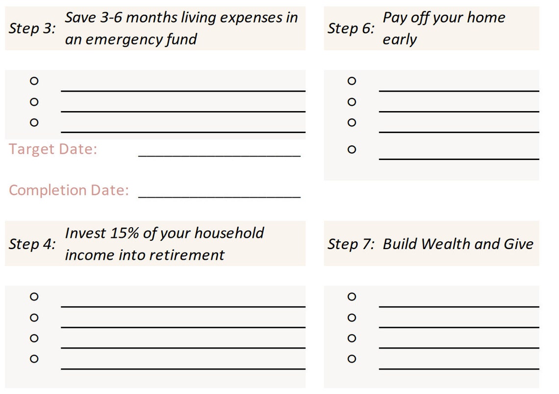 Dave Ramsey Baby Steps Tracker, Steps 1-7 Planner, Printable PDF ...