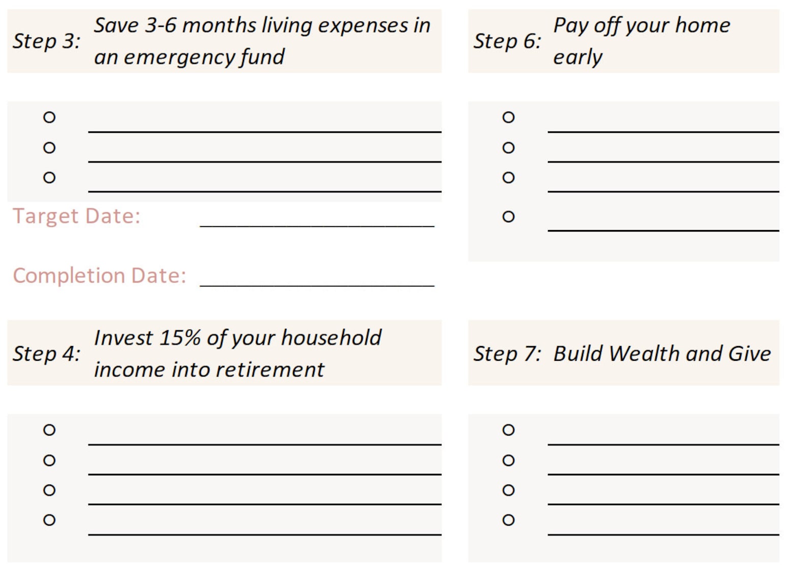 Dave Ramsey Baby Steps Tracker, Steps 1-7 Planner, Printable PDF ...