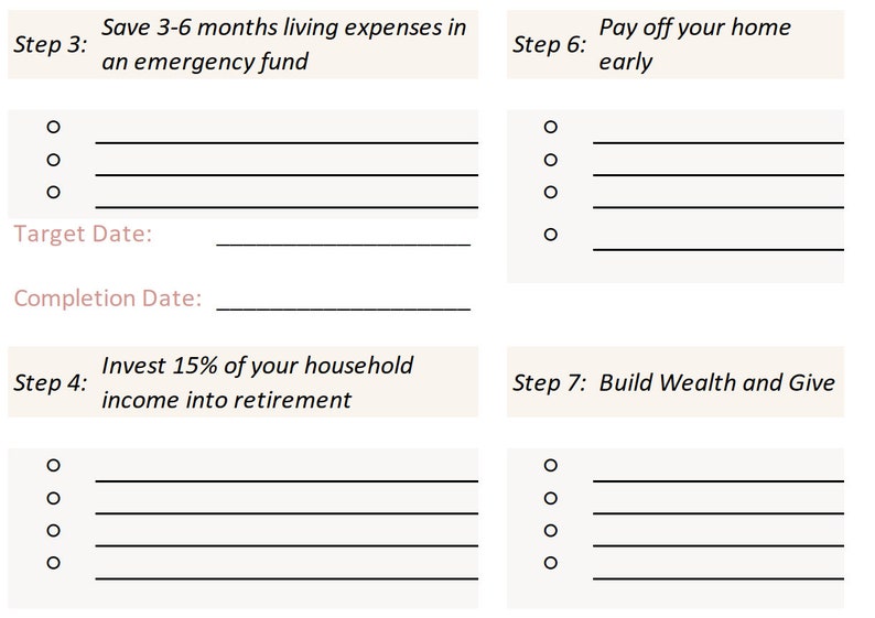 Dave Ramsey Baby Steps Tracker, Steps 1-7 Planner, Printable PDF ...