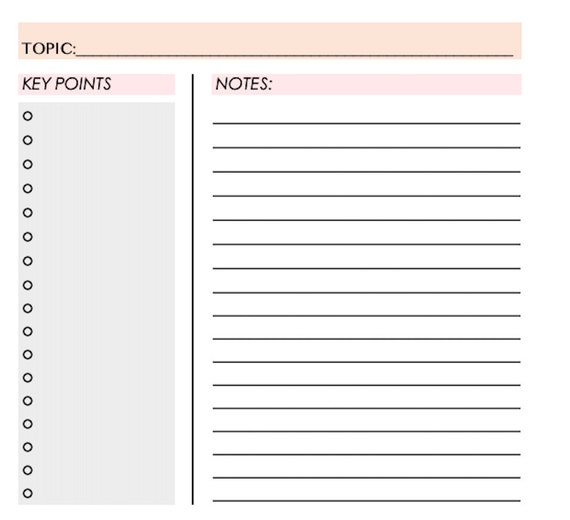 Notes Study Guide Template