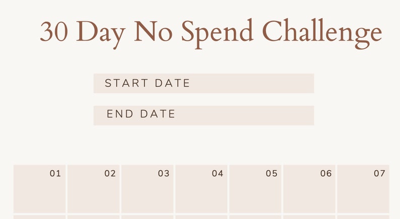 No Spend Challenge Tracker | 30 Day Savings Challenge | No Spend Month ...