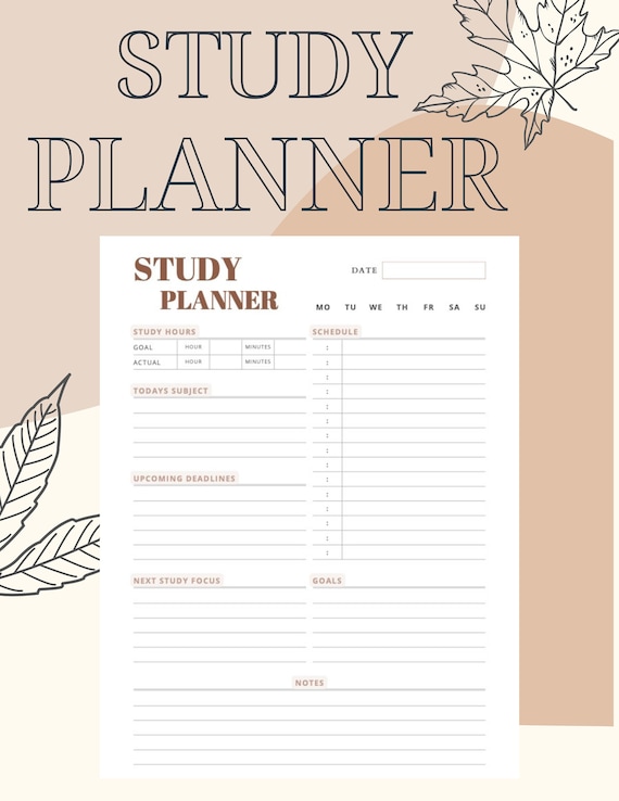 Study Planner Printable PDF Template Study Tools Study - Etsy