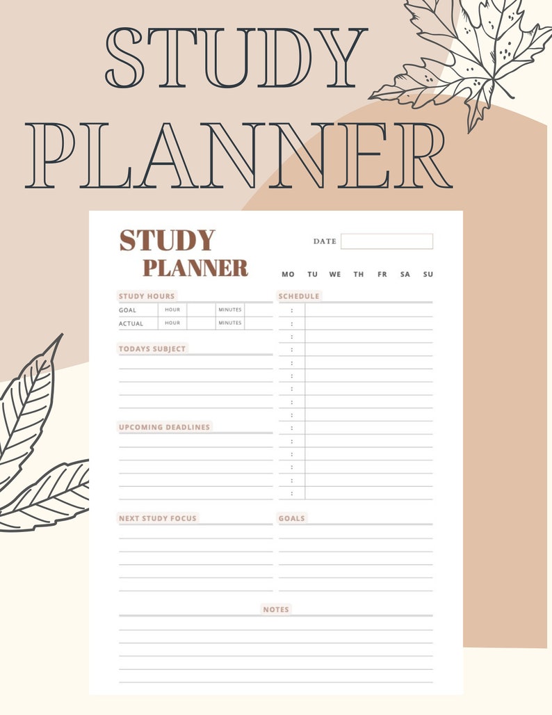 Study Planner, Printable PDF Template, Study Tools, Study Organization, Course Study Planner ...
