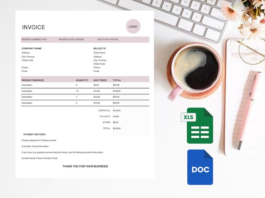 Invoice Template Modern and Professional Invoice Microsoft WORD and ...