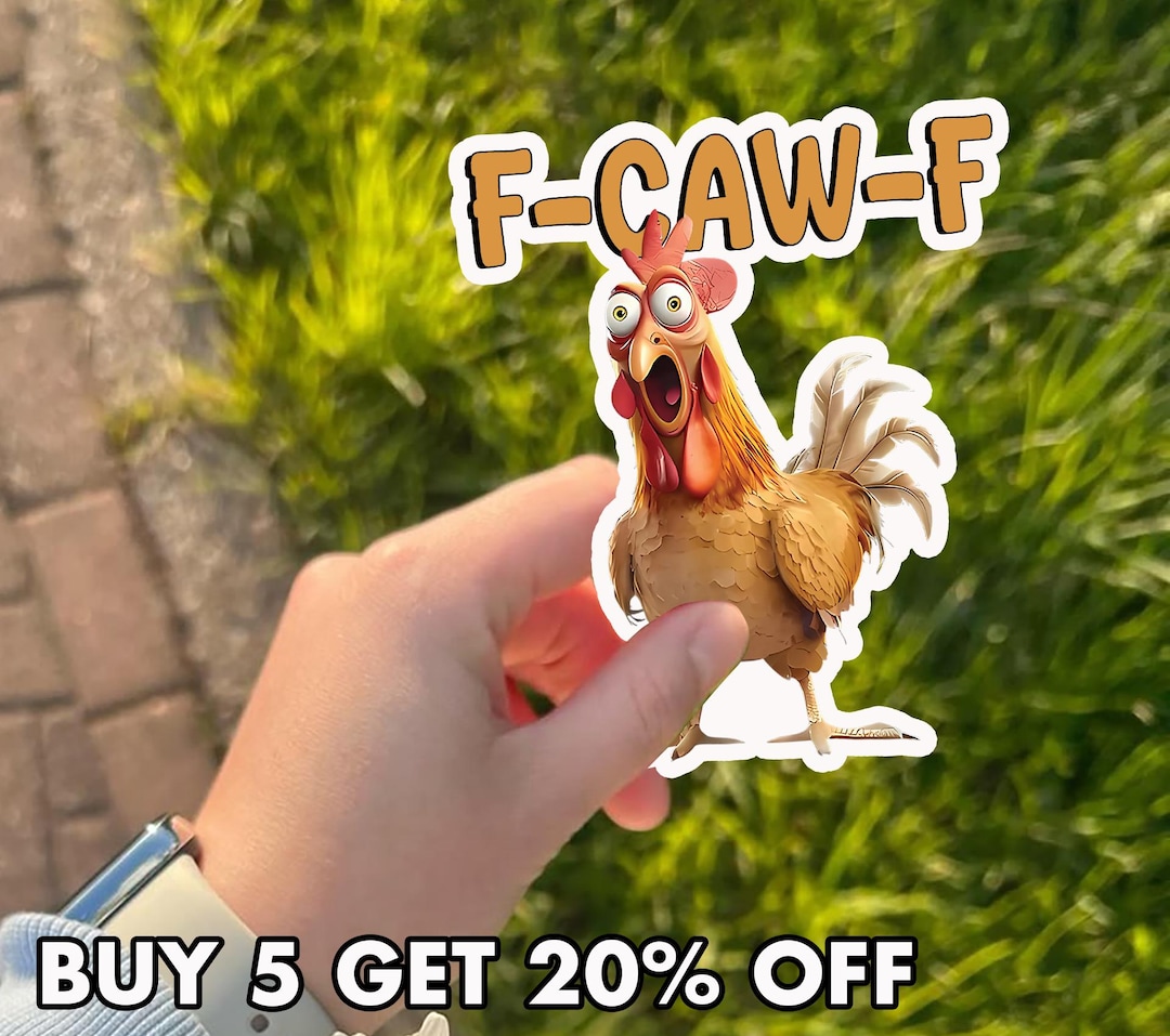 Funny Screaming Chicken Sticker, F Caw F Meme Sticker, Funny Chicken ...