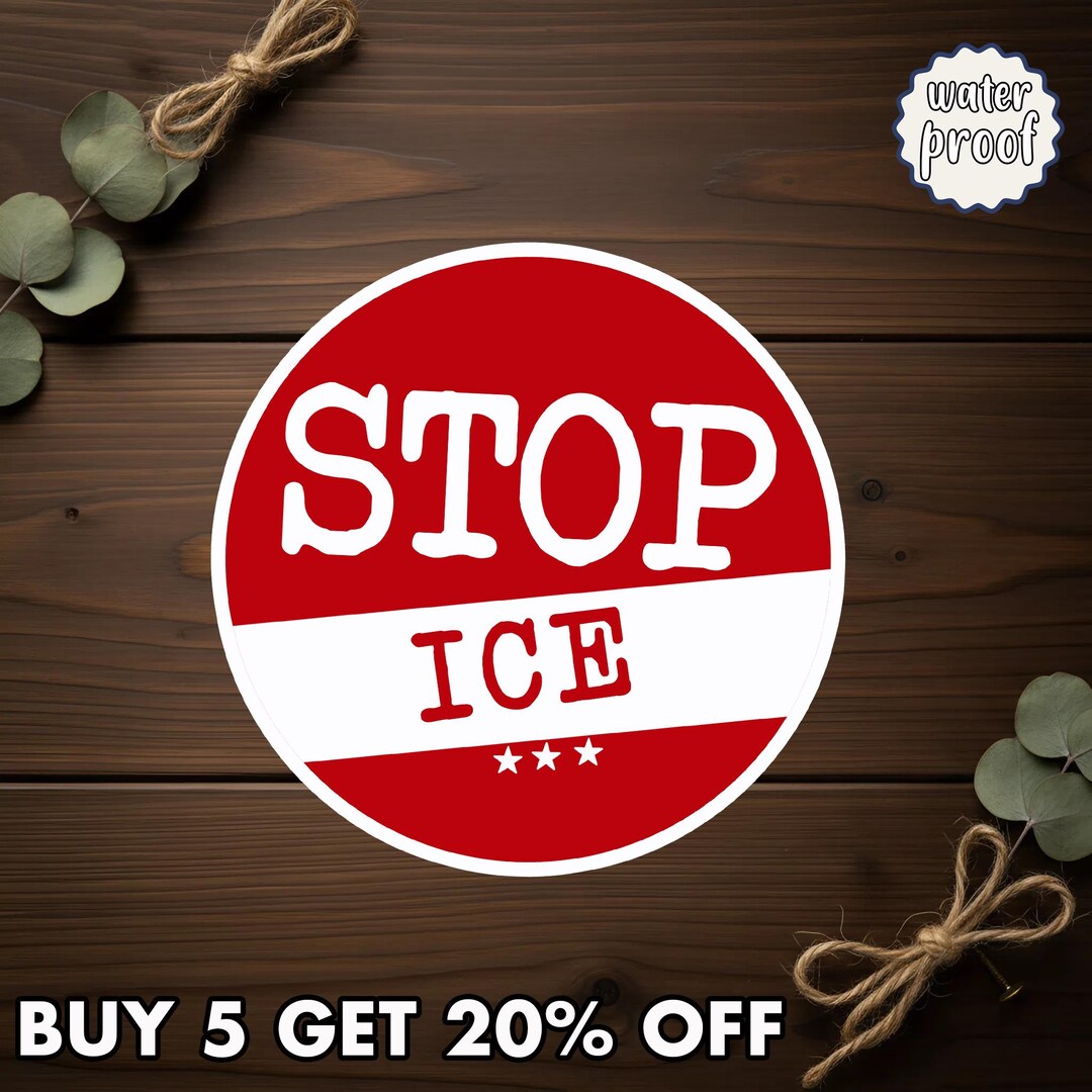Stop ICE Red Protest Sticker, Immigration Rights Vinyl Decal, Social ...