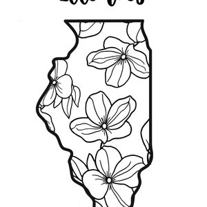 Illinois State Adult Coloring Sheet Featuring the State Flower (violet ...