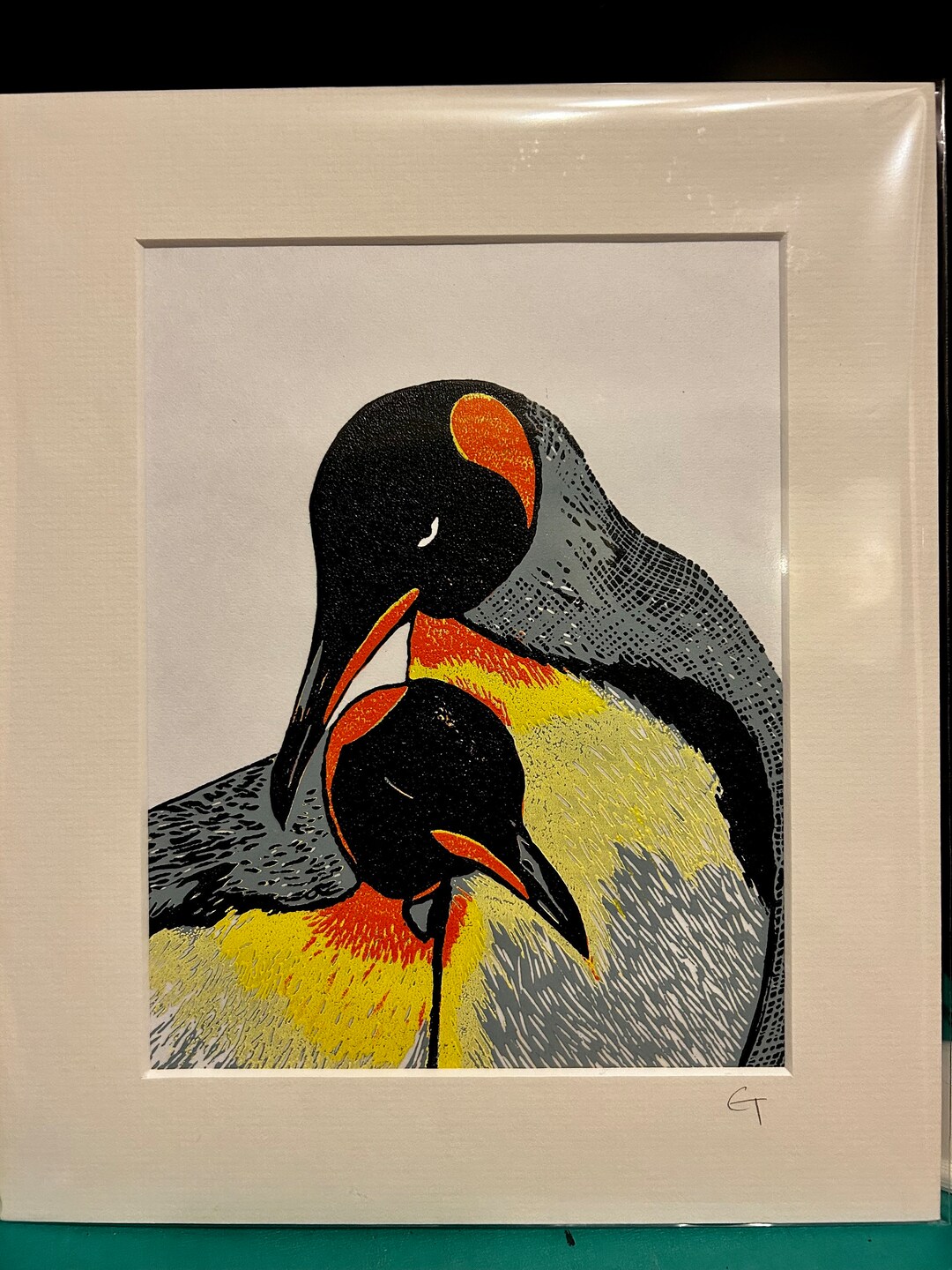 Mounted Original ‘cuddling Emperors’ Penguin Linocut Print - Etsy