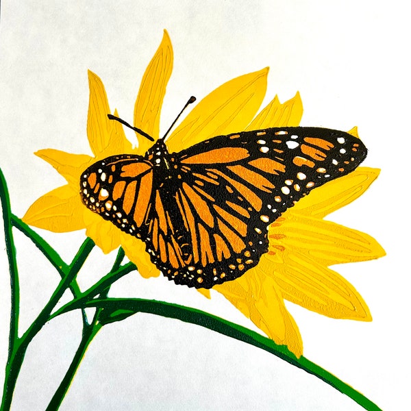 Butterfly Linocut - Etsy UK