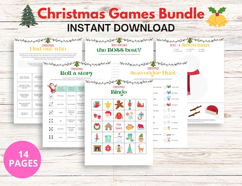 Printable Christmas Games, Fun Family Games Bundle, Holiday Games, Kids ...