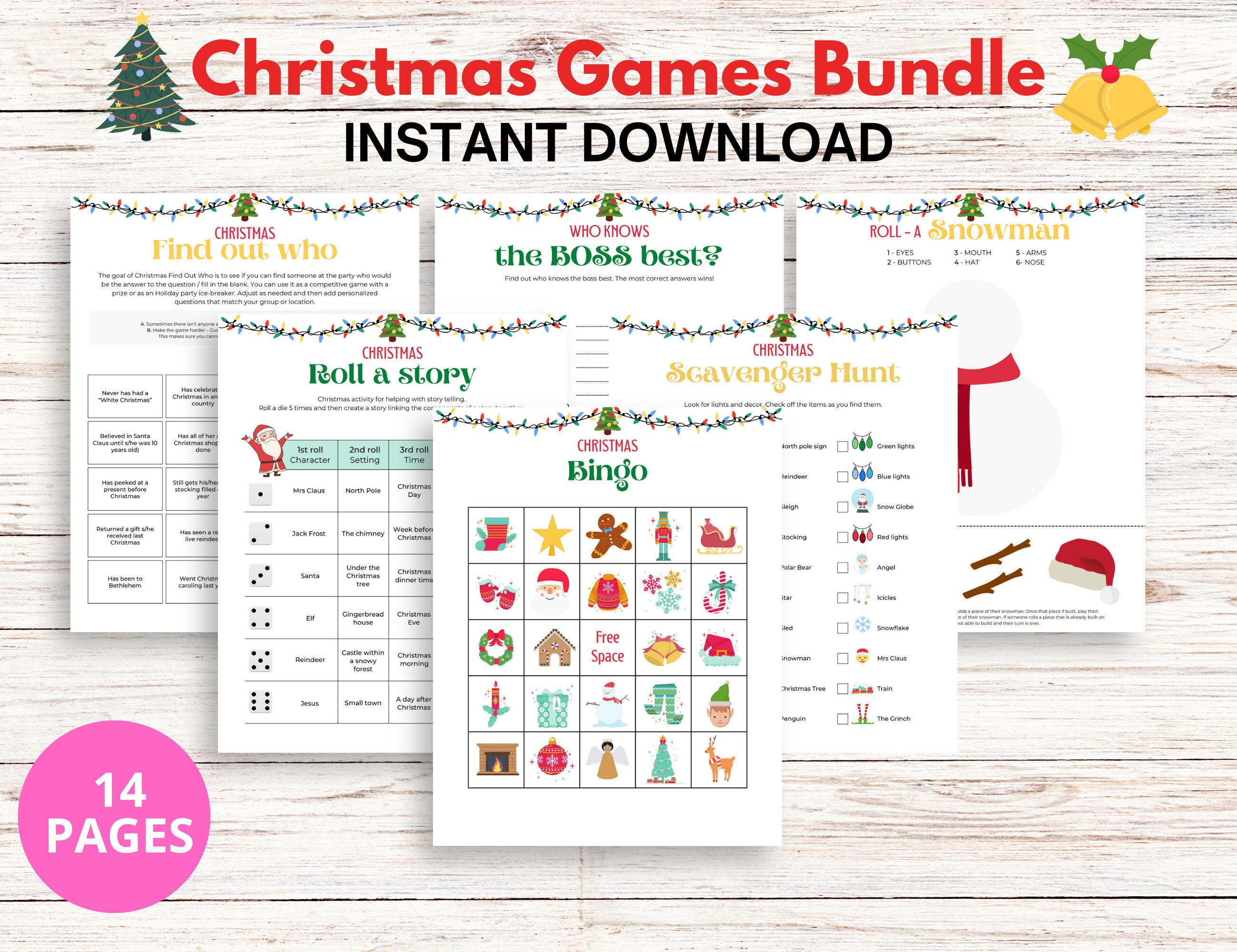 Printable Christmas Games, Fun Family Games Bundle, Holiday Games, Kids ...