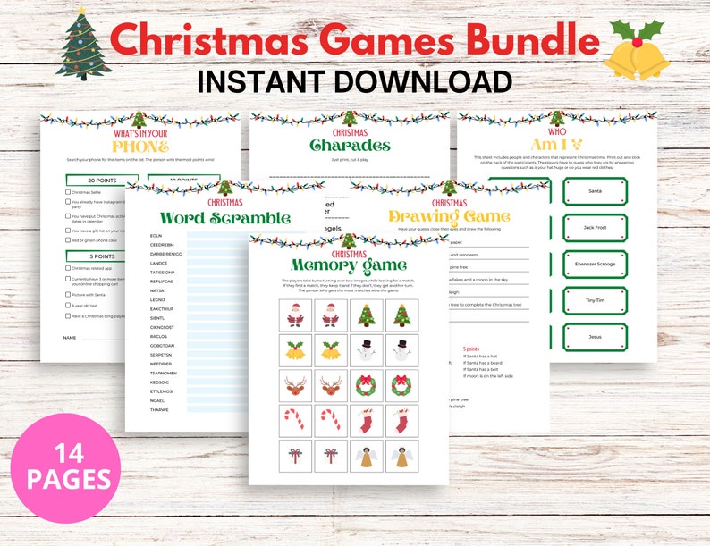 Printable Christmas Games, Fun Family Games Bundle, Holiday Games, Kids ...