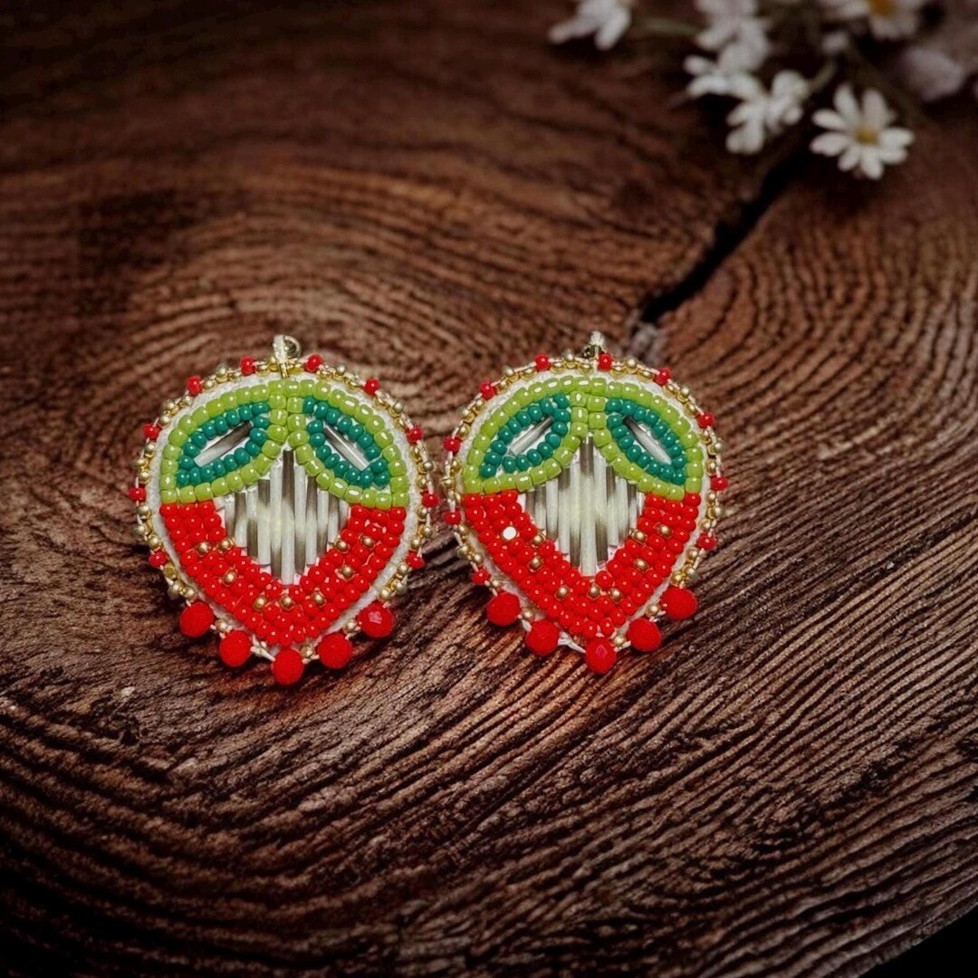 Free Shipping Native American Beaded Quill Strawberries - Etsy
