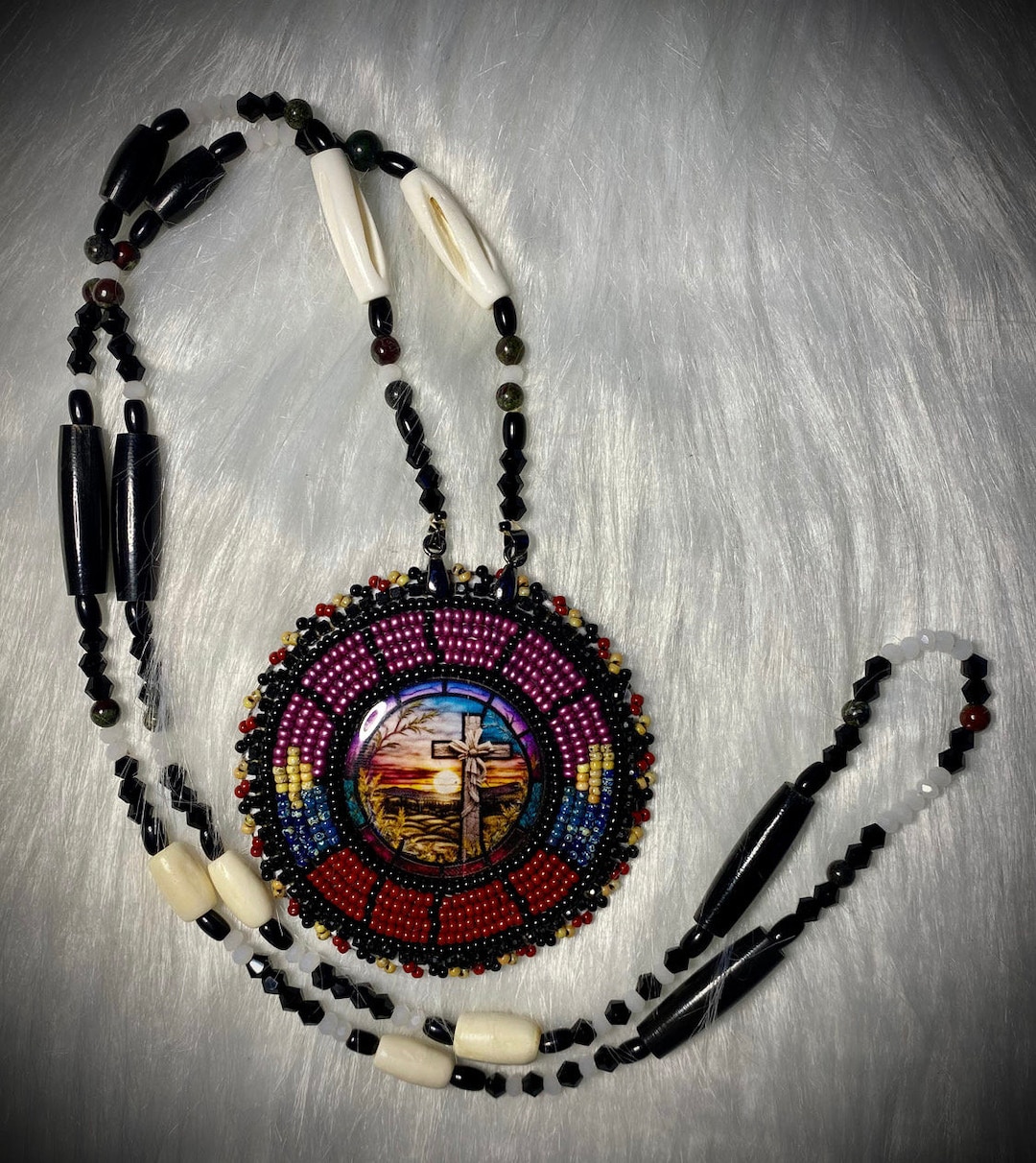 Native American Beaded Medallion Free Shipping to US - Etsy