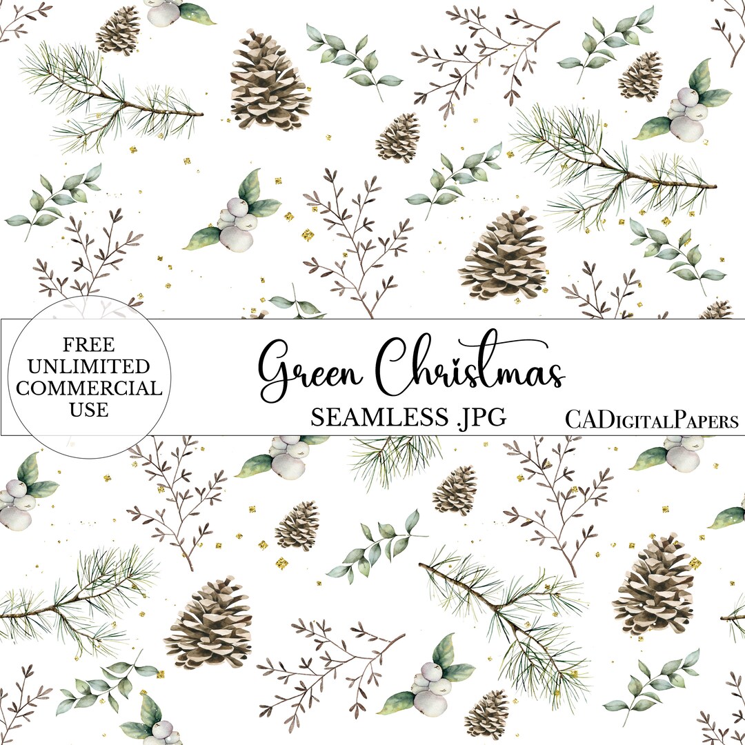 Green Christmas Seamless Digital Paper Unlimited Commercial - Etsy
