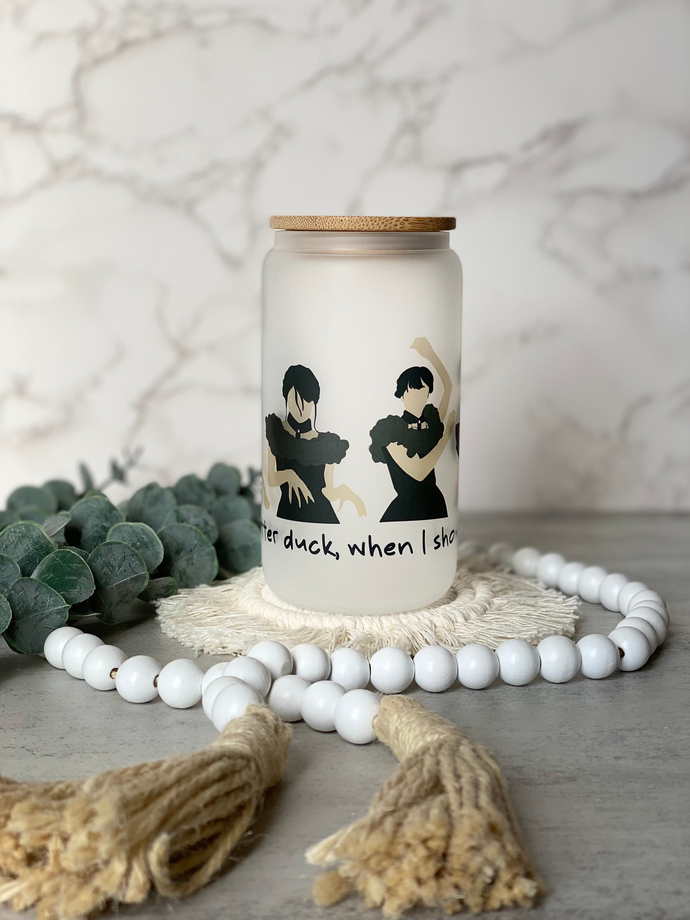 Wednesday Addams Cup, Wednesday Addams Glass Cup, Wednesday Addams Iced ...