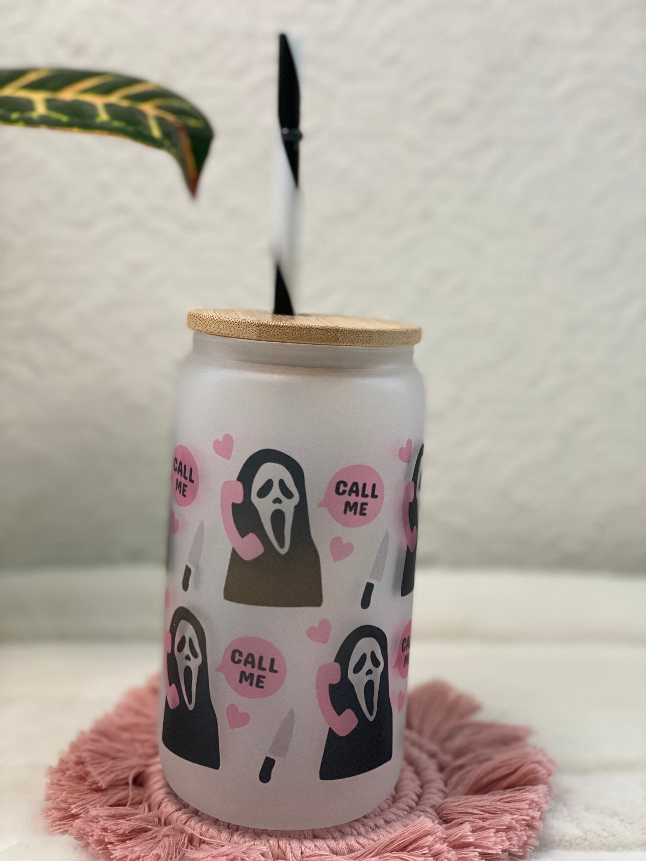 Scream Iced Coffee Cup, 16 Oz Iced Coffee Glass, Movie Coffee Cup, Beer ...