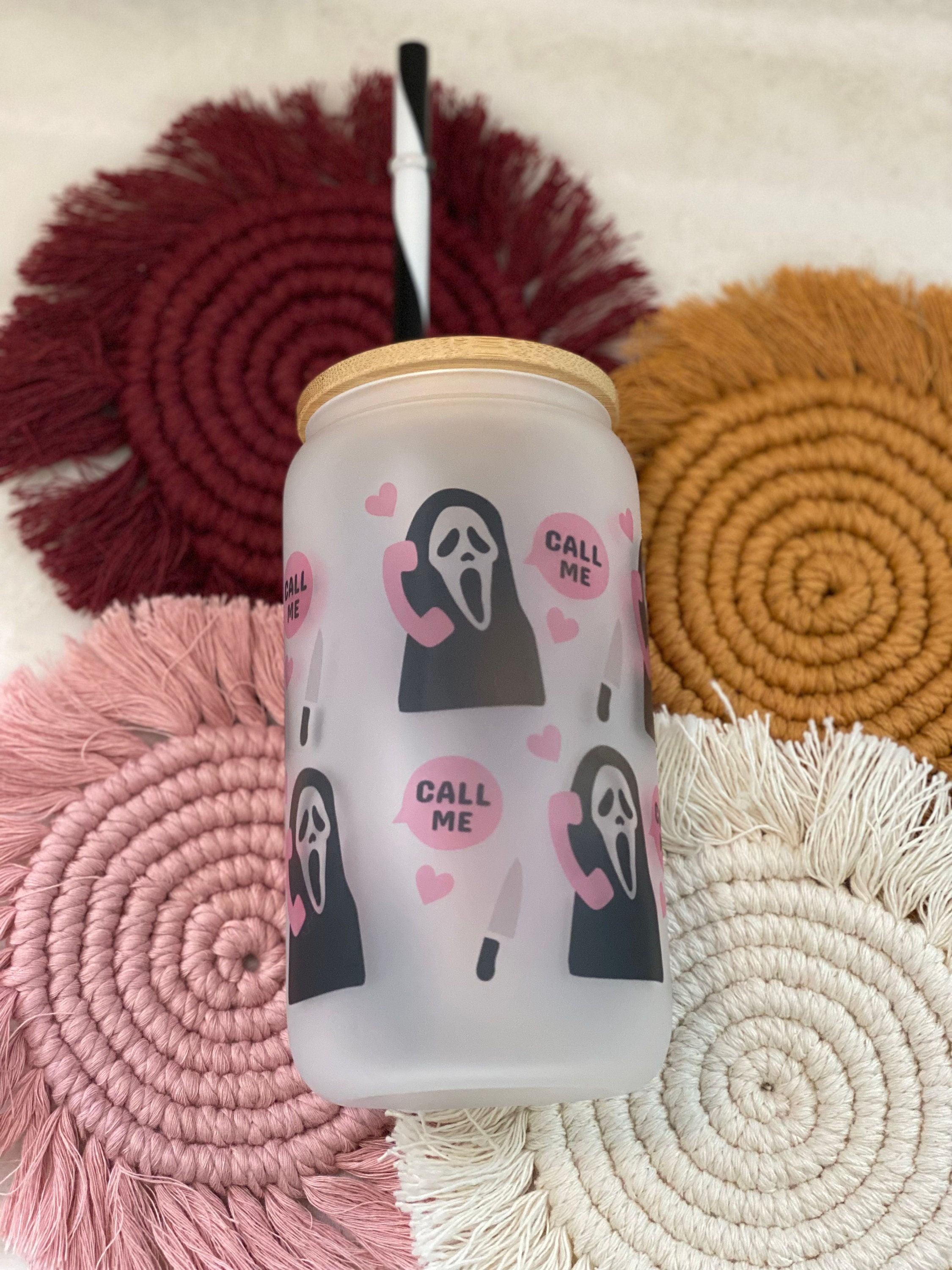 Scream Iced Coffee Cup, 16 Oz Iced Coffee Glass, Movie Coffee Cup, Beer ...