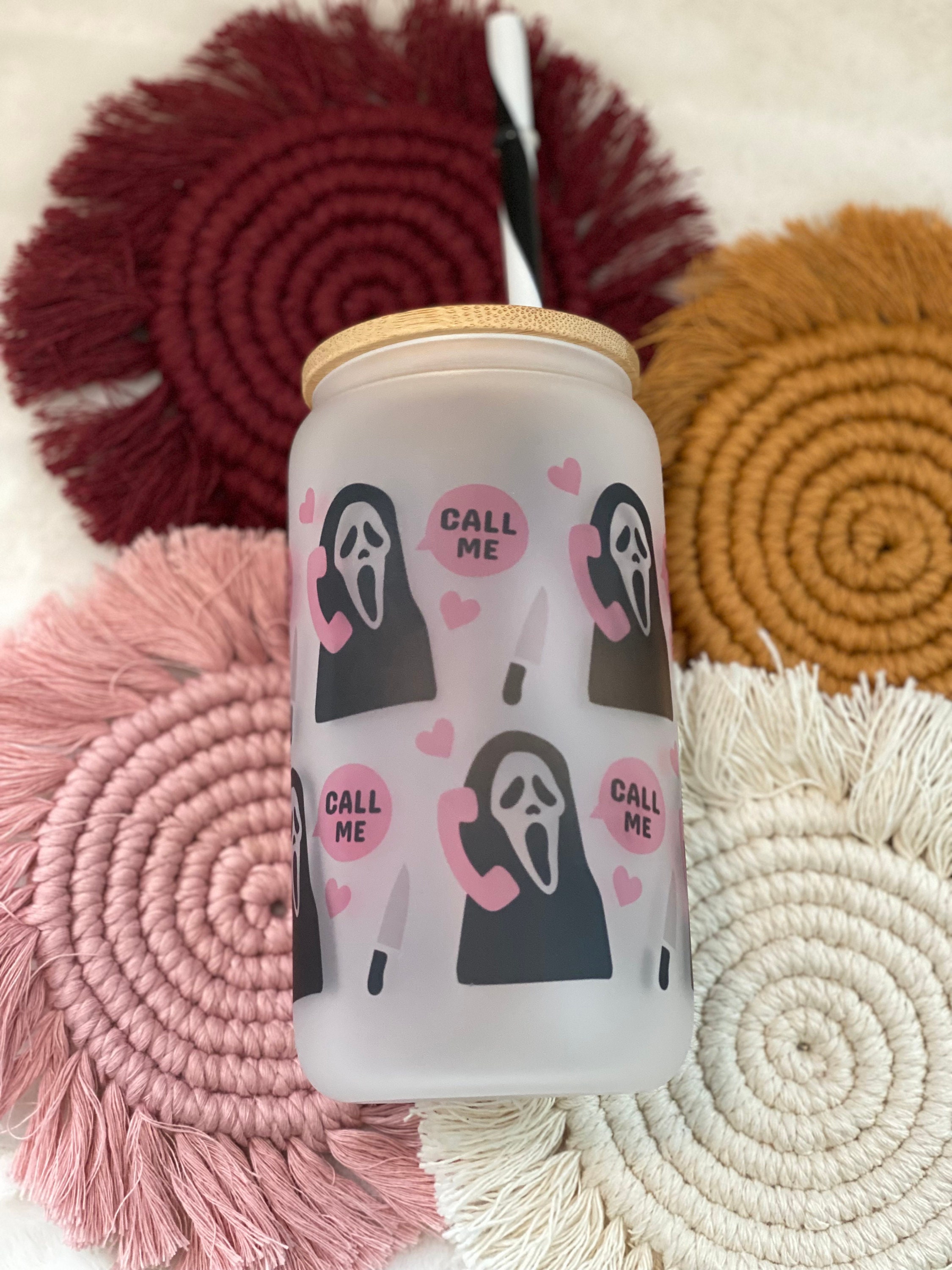 Scream Iced Coffee Cup, 16 Oz Iced Coffee Glass, Movie Coffee Cup, Beer ...