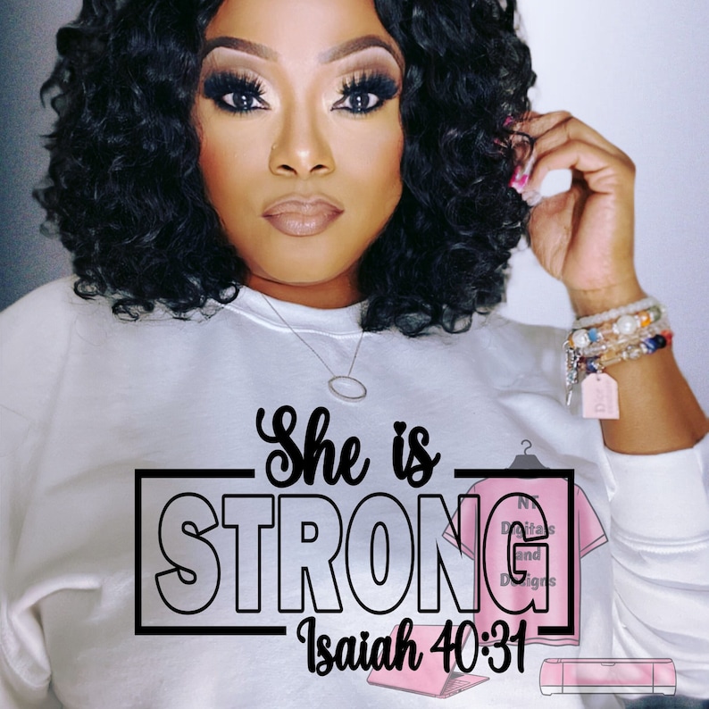 She is Strong Svg Png Isaiah 40 31 Cut File Cricut Bible Verse Svg ...
