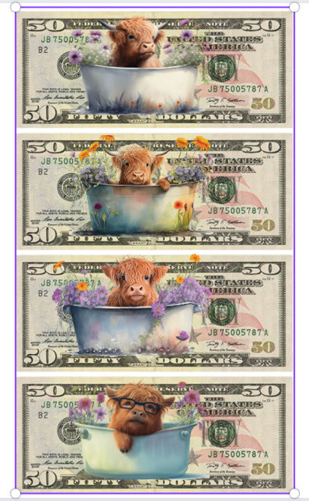 Prop Money Highland Cows 50, 100,500 - Etsy