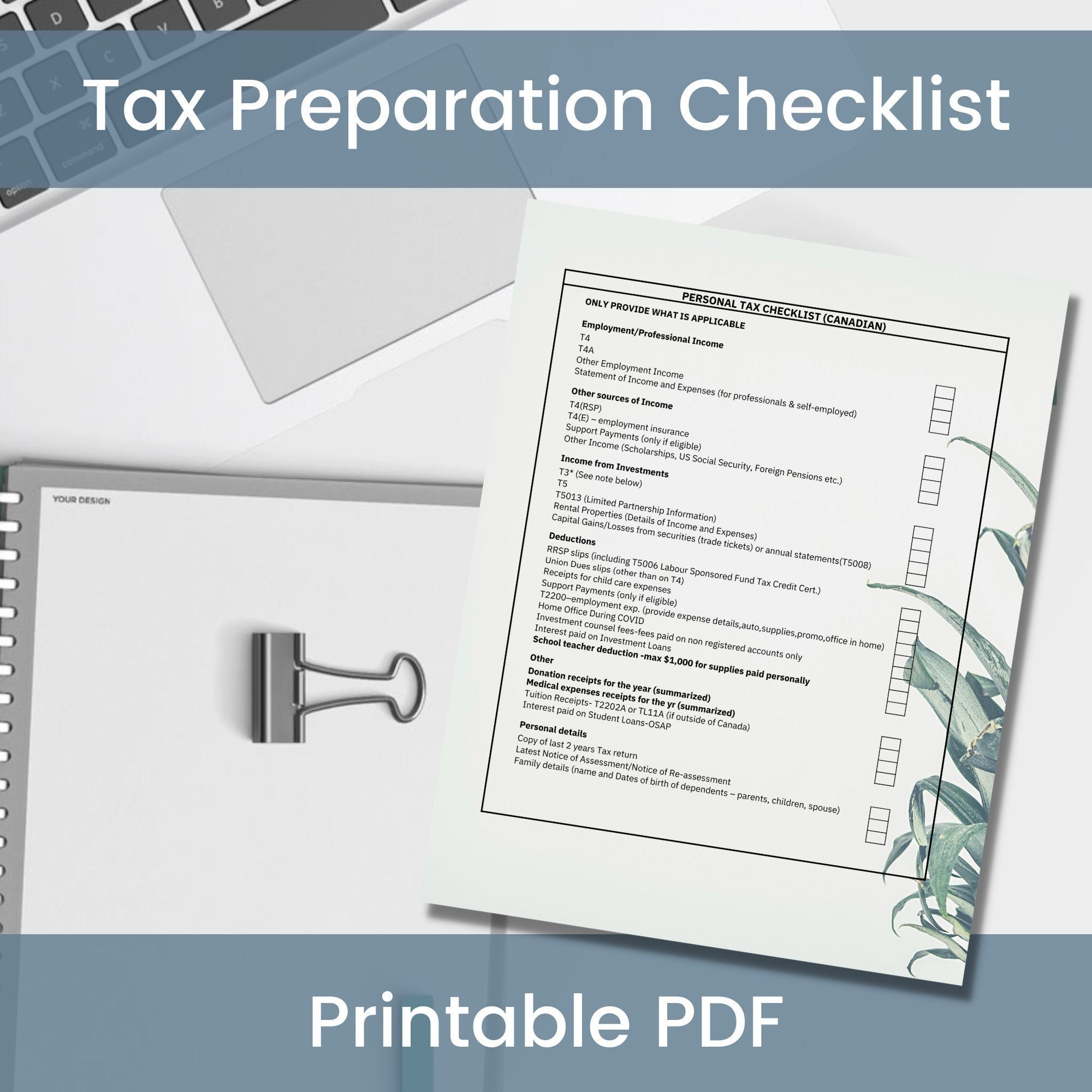 Personal Tax Preparation Checklist Printable Canadian Tax Prep ...