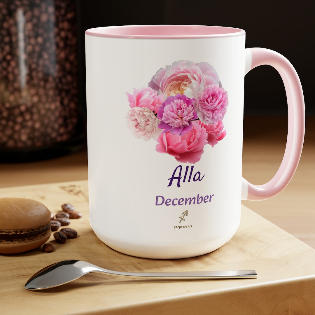 Personalized Two Tone Flower Coffee Mugs 15 Oz Horoscope Cup - Etsy