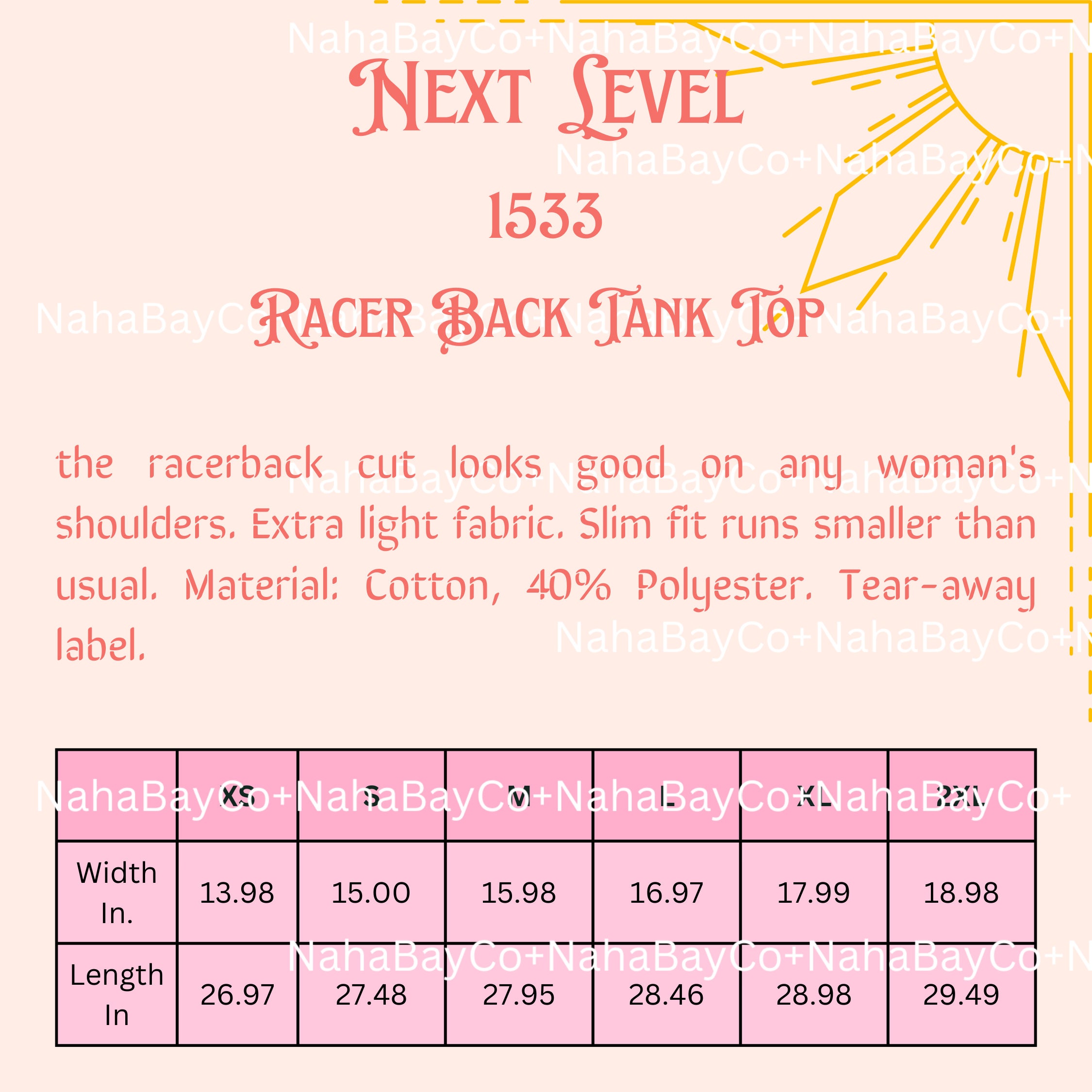 Next Level Size Chart 1533 Download, Tank Top Size Chart Download - Etsy