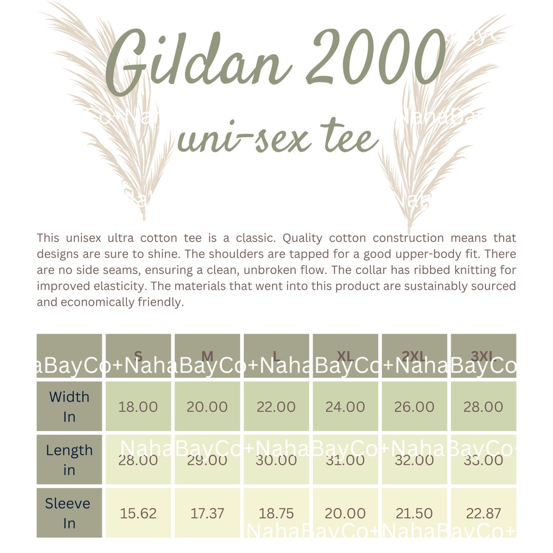 Gildan 2000 Size Chart, Download Size Chart, Tee Shirt Size Chart ...