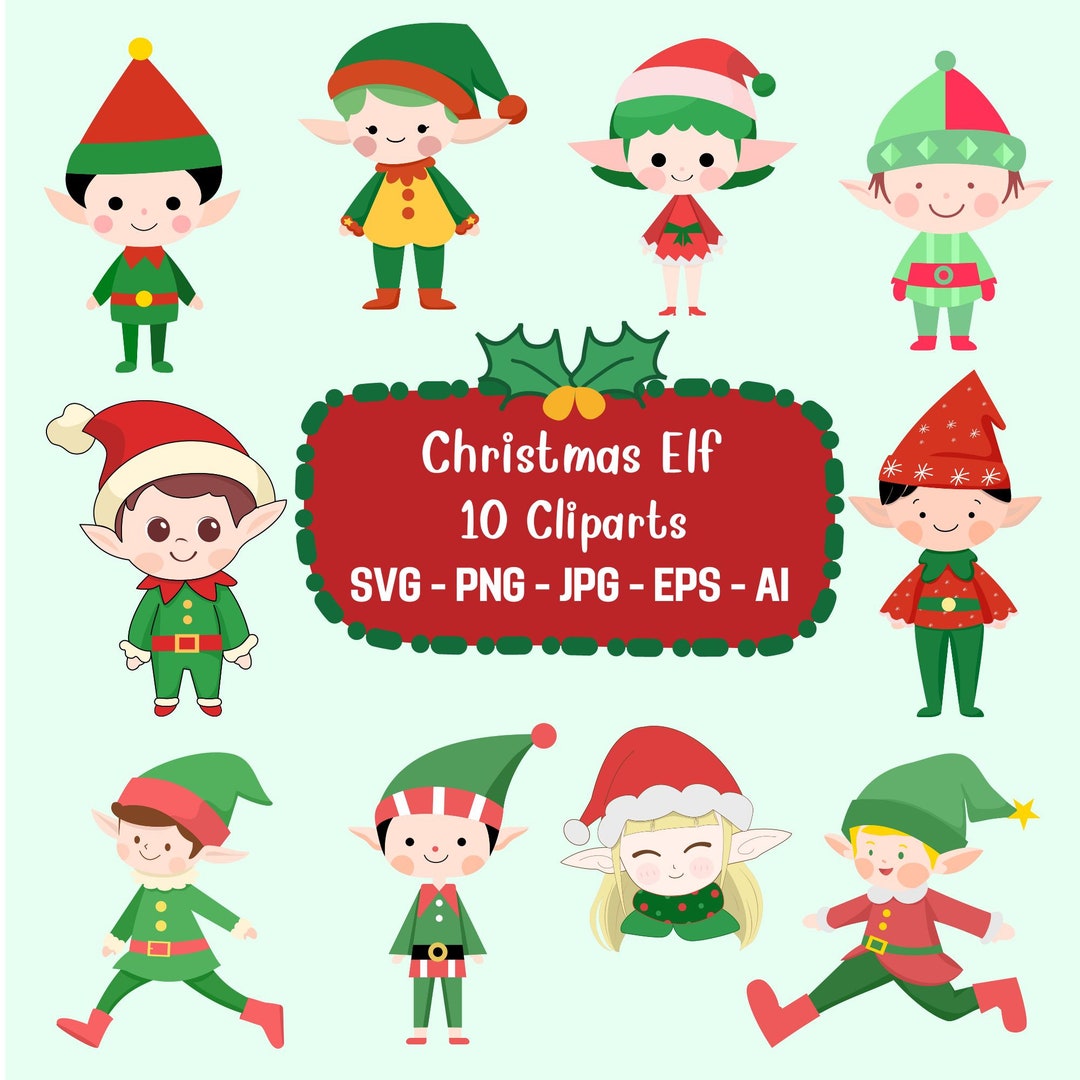 Elf Clip Art - Christmas Elf - Happy Elves - Christmas - Instant ...