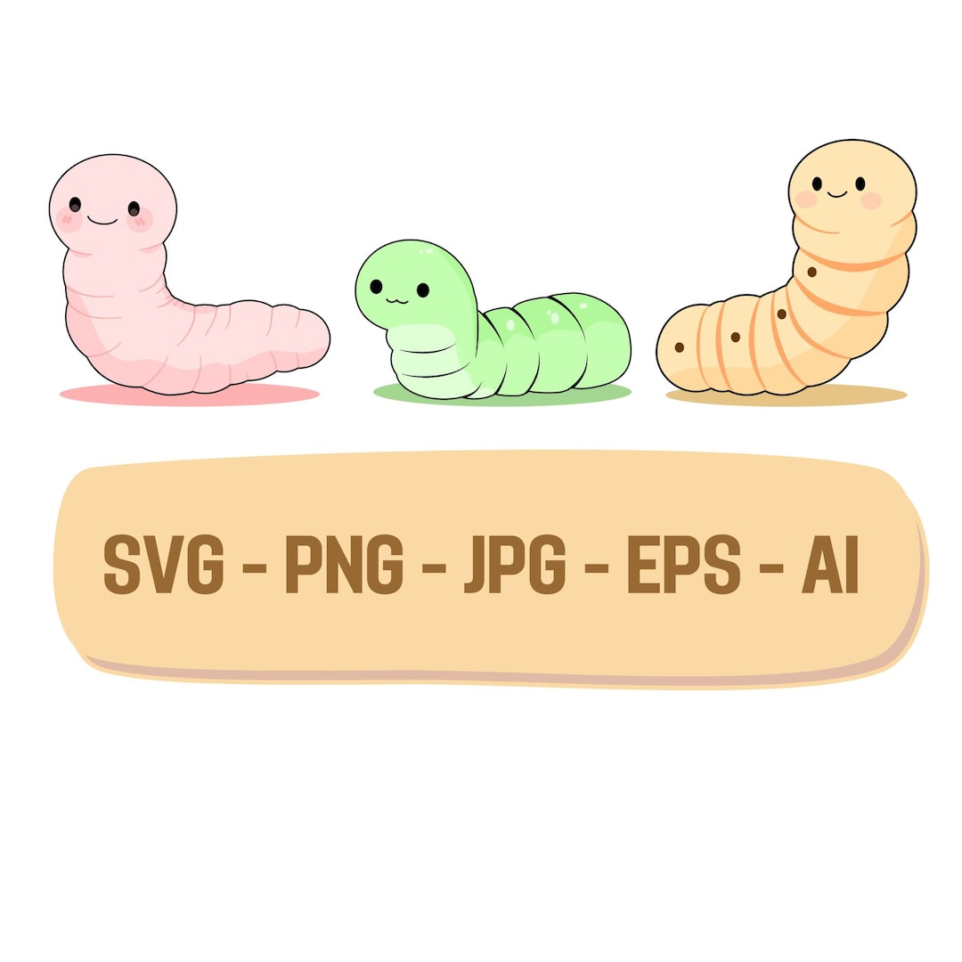 Worm Clip Art Cut Printable Sticker, Clipart, Instant Digital Download ...