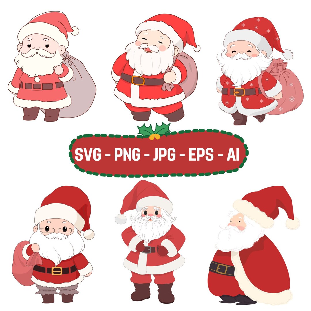 Santa Claus Clip Art: Christmas Graphics (PNG, JPG, SVG, Vector Files ...