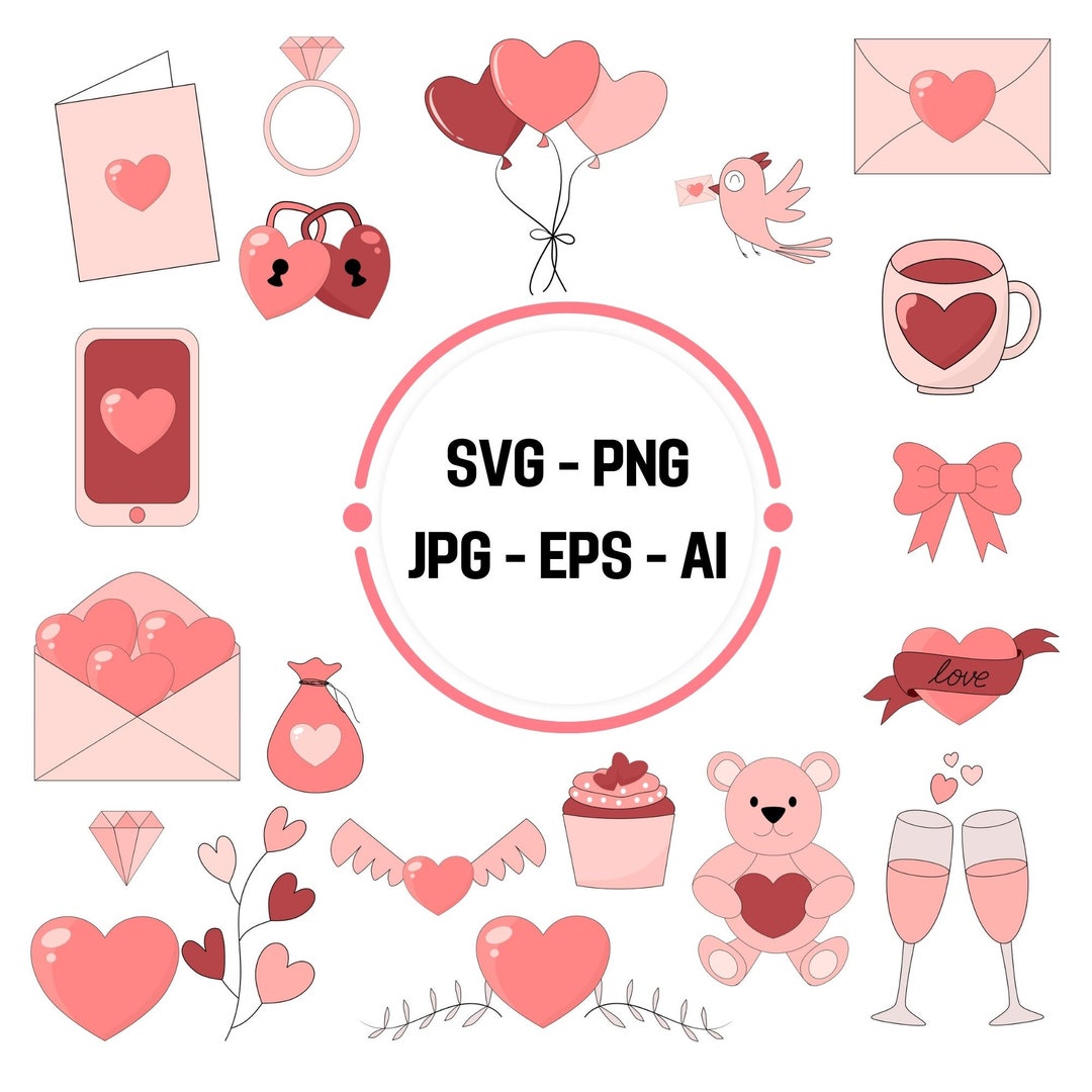 Valentine Cliparts, Decoration - Instant Digital Download - Design ...