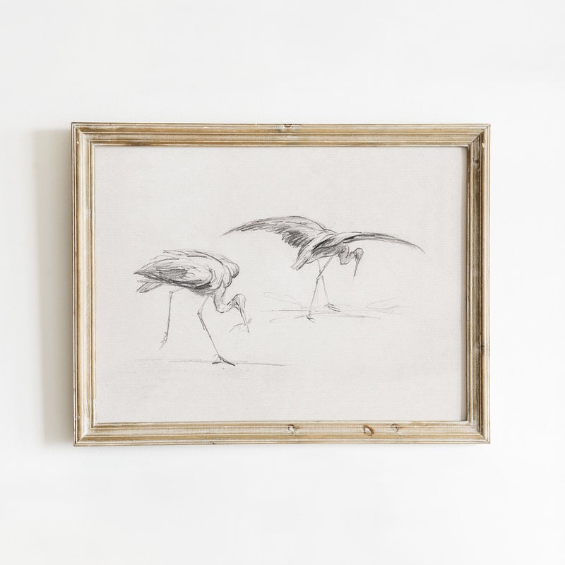 Crane Pencil Drawing - Etsy